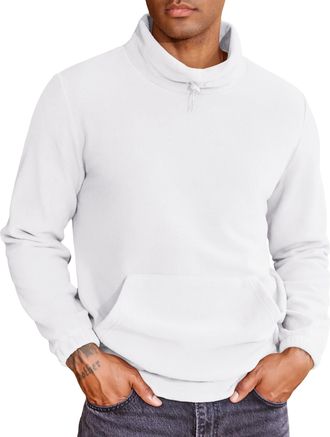 Coofandy Herren Pullover Sweatshirt Fleece Vlies Streetwear Winddicht Wei&szlig; XXL