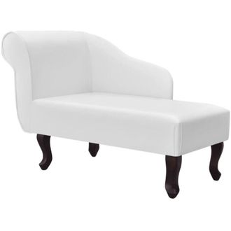 vidaXL Chaise longue Blanc Similicuir Vidaxl