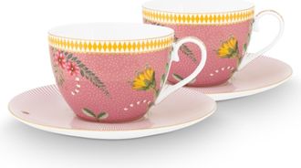 Pip Studio 51004135 La Majorelle Tasse mit Untertasse pink 0,28 l Set2 (1 Set)