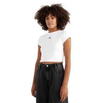 Calvin Klein kurzes T-Shirt f&uuml;r Damen, gerippt (Wei&szlig;)