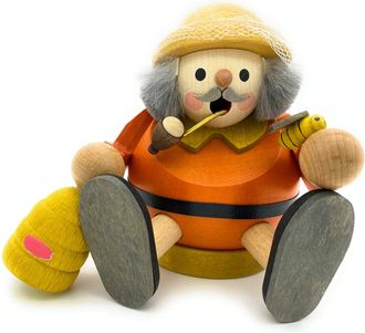 Rudolphs Schatzkiste Räucherfigur Imker mit Bienenkorb sitzend Höhe= 14cm NEU Räuchermann Rauchmann Räucherkerze Rauchen Figur Holz Seiffen Erzgebirge Holz Dekoration Weih