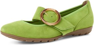 Marco Tozzi Damen Ballerinas aus Leder mit Klettverschluss, Grün (Apple), 39 EU