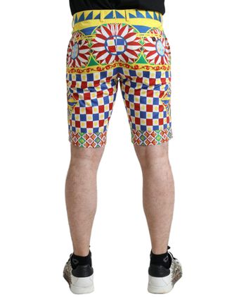 Dolce & Gabbana Multicolor Carretto Print Men Bermuda Shorts Cotton Elastane