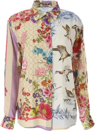 Vivetta Vivetta, Femme, Blouses et Chemises, Multicolore, Taille: 36 FR Chemise en satin imprim&eacute;