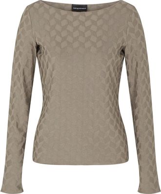 Emporio Armani Femme, Tops, Brun, Taille: 38 FR Jacquard Jersey Jumper