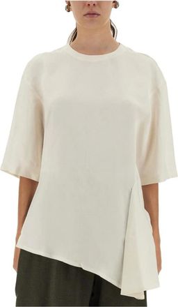 STUDIO NICHOLSON Femme, Blouses et Chemises, Blanc, Taille: 38 FR T-shirt oversize &agrave; ourlet drap&eacute; asym&eacute;trique