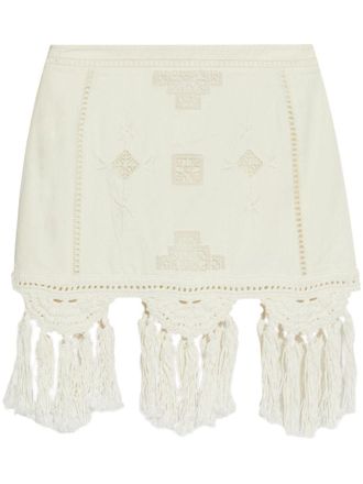 Isabel Marant minijupe Sandra en macramé - Blanc