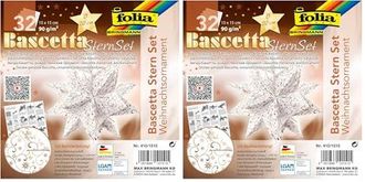 Folia 410/1515 - Bastelset Bascetta Stern Weihnachtsornament, wei&szlig;/kupfer, 32 Blatt, 15 x 15 cm, fertige Gr&ouml;&szlig;e des Papiersterns ca. 20 cm, mit ausf&uuml;hrlicher