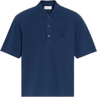 Ami Femme, Tops, Bleu, Taille: 36 FR Polo en maille avec &eacute;cusson