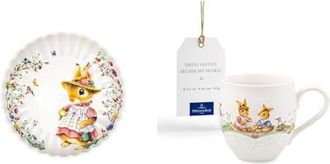 Villeroy & Boch Spring Fantasy Mittelgro&szlig;e Schale Mit Hasenmotiv Anna 710 Ml & Spring Fantasy Becher Mit Henkel Blumenwiese