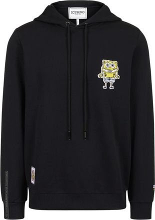Iceberg Homme, Sweatshirts et sweats à capuche, Noir, Taille: L Sweat à capuche avec patch SpongeBob et logo brodé