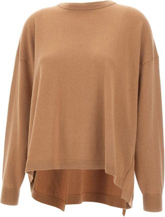 Kaos Kaos, Femme, Pulls, Brun, Taille: 42 FR Pull Asym&eacute;trique en Laine