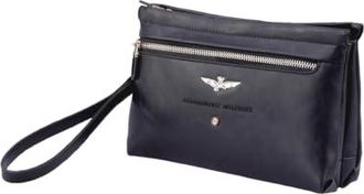 Aeronautica Pochette avec crochet de poignet, compartiment principal organis&eacute;, poches ext&eacute;rieures et une face avant. Le traitement particulier du cuir donne au pr