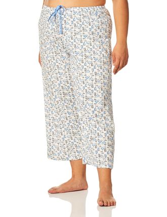 Hue Damen Printed Knit Capri Pajama Sleep Pant Pyjamahose, White/ICY Margarita, 3X Mehr