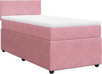 vidaXL Boxspringbett mit Matratze Rosa 100x200 cm Samt Vidaxl