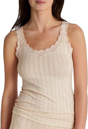 CALIDA Etude Toujours Débardeur Femme, avec Label de qualité Swiss+Cotton, Noble Optique à Rayures et délicate Dentelle au décolleté