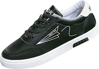 Generic Chaussures d&eacute;contract&eacute;es en cuir pour homme - Chaussures de marche &agrave; fond plat - Chaussures de course &agrave; lacets - Respirantes - Polyvalentes - Pour un 