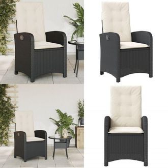 vidaXL Gartensessel Verstellbar mit Kissen Schwarz Poly Rattan - Gartensessel - Sitzkissen