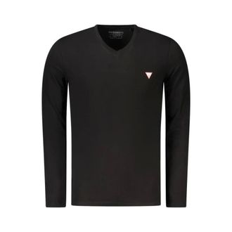 Guess Homme, Tops, Noir, Taille: XL T-Shirt Noir en Coton Col en V