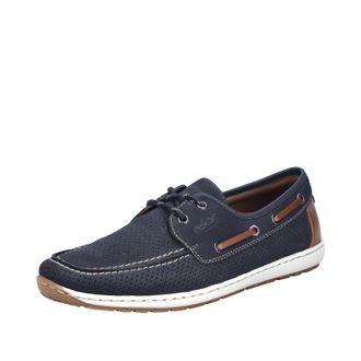 Rieker Bootsschuh RIEKER, Herren, Gr. 44, nachtblau, Nubuklederimitat, Schuhe Bootsschuh, Mokassin, Halbschuh, Fr&uuml;hlingsschuh mit Perforation