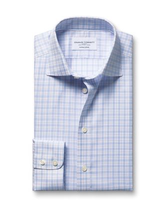 CHARLES TYRWHITT Luxushemd mit Karos - Lila und Blau Knopfmanschette