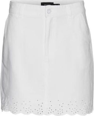 Vero Moda Vmbolina Mr Short EMB Jupe Mini, Blanche-Neige, S Femme