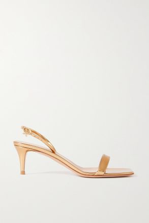 Gianvito Rossi Sandales À Brides Arrière En Cuir Verni Ribbon 55 - Doré