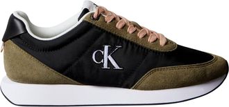 Calvin Klein Damen Runner Sneaker Retro Lace Up Low Top, Mehrfarbig (Black/Capers), 38