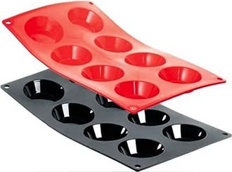 De Buyer De Buyer 1905.01 Moul Flex Backblech aus Silikon, 8 Törtchenformen, Durchmesser 6,5 cm, Rot