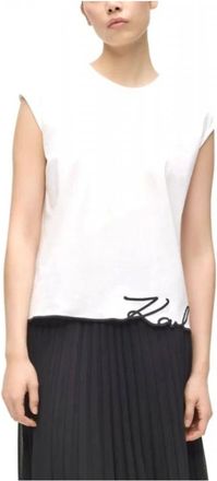Karl Lagerfeld Femme, Tops, Beige, Taille: 40 FR Top Signature Hem
