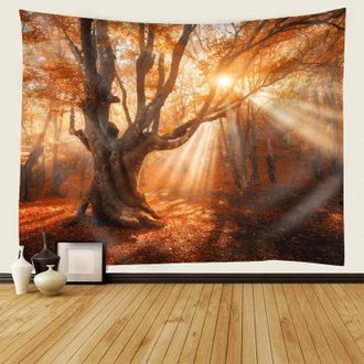 Generic Wandteppich Herbstwald 200x200 cm Wandteppiche Landschaft 3d Druck Wandbehang Tapisserie Wandtuch f&uuml;r Wohnzimmer Schlafzimmer Wohnheim Wanddeko a/2165