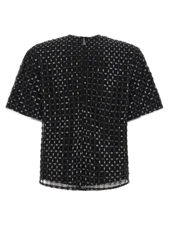 Rotate Beaded Tulle Blouse - Black