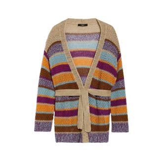 Max Mara Femme, Pulls, Multicolore, Taille: 38 FR Cardigan en Pur Lin Point de Riz