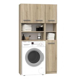 Hucoco MAROL - Ensemble salle de bain style moderne - 96x30x183 - 4 portes+4 tablettes