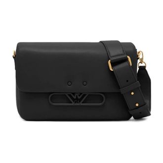 Emporio Armani Femme, Sacs, Noir, Taille: ONE Size Sac Bandouli&egrave;re en Cuir avec Logo Aigle M&eacute;tallique