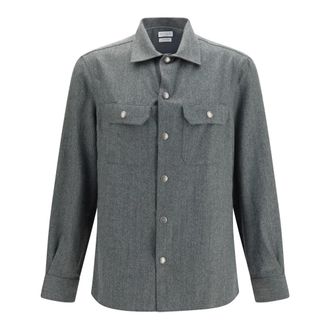 Brunello Cucinelli Hemd aus Schurwolle - - Jackets - Herren - Gr&uuml;n - L