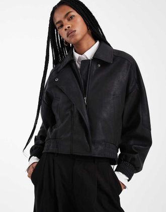 Asos Bomber style motard en imitation cuir - Noir