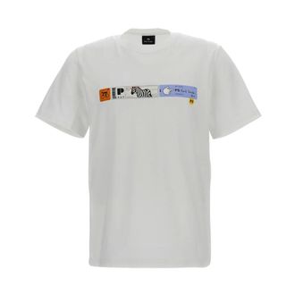 Paul Smith Homme, Tops, Blanc, Taille: M T-shirt &agrave; Manches Courtes et Col Rond