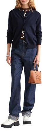 Benetton Pull Cardigan Femme, Bleu, X-Large