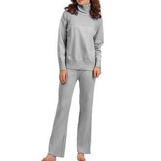 Generic Ensemble Sport Tricot Ensemble Femme Chic Et Elegant Hiver 2 Piece Oversize Tendance Randonn&eacute;e Sportswear &Agrave; Manches Longues Pull + Running Pantalon Sp