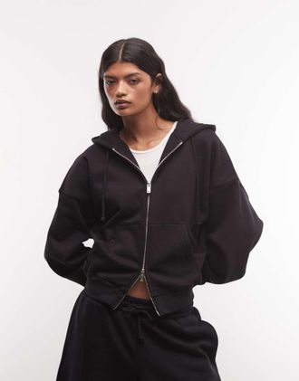 Weekday sweat &agrave; capuche zipp&eacute; noir