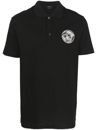 Versace polo &agrave; logo Medusa brod&eacute; - Noir