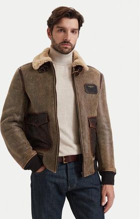 Aeronautica Aeronautica Militare Lederjacke 262PN0165U100876 Braun Regular Fit