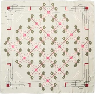 H&eacute;st H&eacute;st, Femme, Accessoires, Vert, Taille: ONE Size &Eacute;charpe &Eacute;l&eacute;gante en Soie avec Motif Cheval