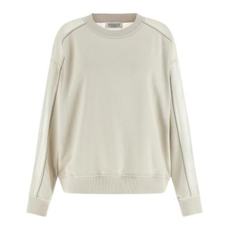 Brunello Cucinelli Organza und Monile Sweatshirt - - Sweatshirts & Hoodies - Damen - Beige - XS