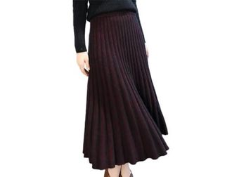 Generic Jupe plissée mi-longue en cachemire de vison pour femme, D, XXL