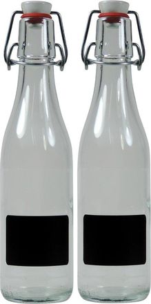 mikken Art Viva-Haushaltswaren Gabriele Hesse e.K. 2 x leere Glasflasche 330ml mit Bügelverschluss aus Porzellan zum selbst abefüllen, inkl 2 Beschriftungsetiket
