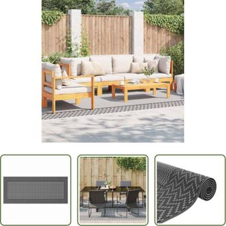 vidaXL Garten-Teppich - Outdoor-Teppich Chevron ARAKIL Schwarz und Grau 600 x 250 cm
