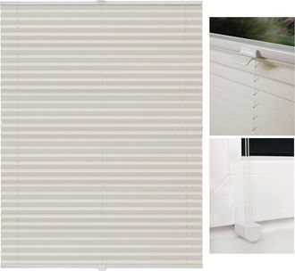 Metablo Plissee nach Ma&szlig; Klemmfix-Plissee ohne Bohren Blickdicht Lichtdurchl&auml;ssig inklusive Klemmtr&auml;ger Plisseerollo f&uuml;r Fenster und T&uuml;r Sichtschutz Vanille B