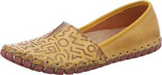 Gemini Damen Slipper Mokassin Muster Leder Ziernaht 031165-02, Gr&ouml;&szlig;e:39 EU, Farbe:Gelb